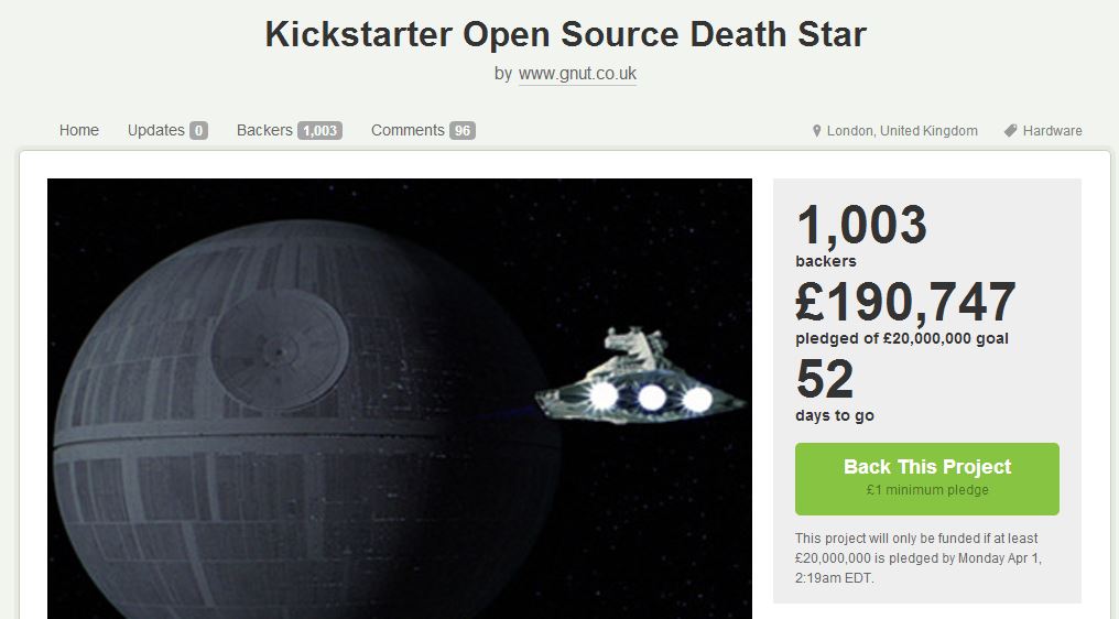 Death Star Strikes Back! Project Revived on Kickstarter - SiliconANGLE